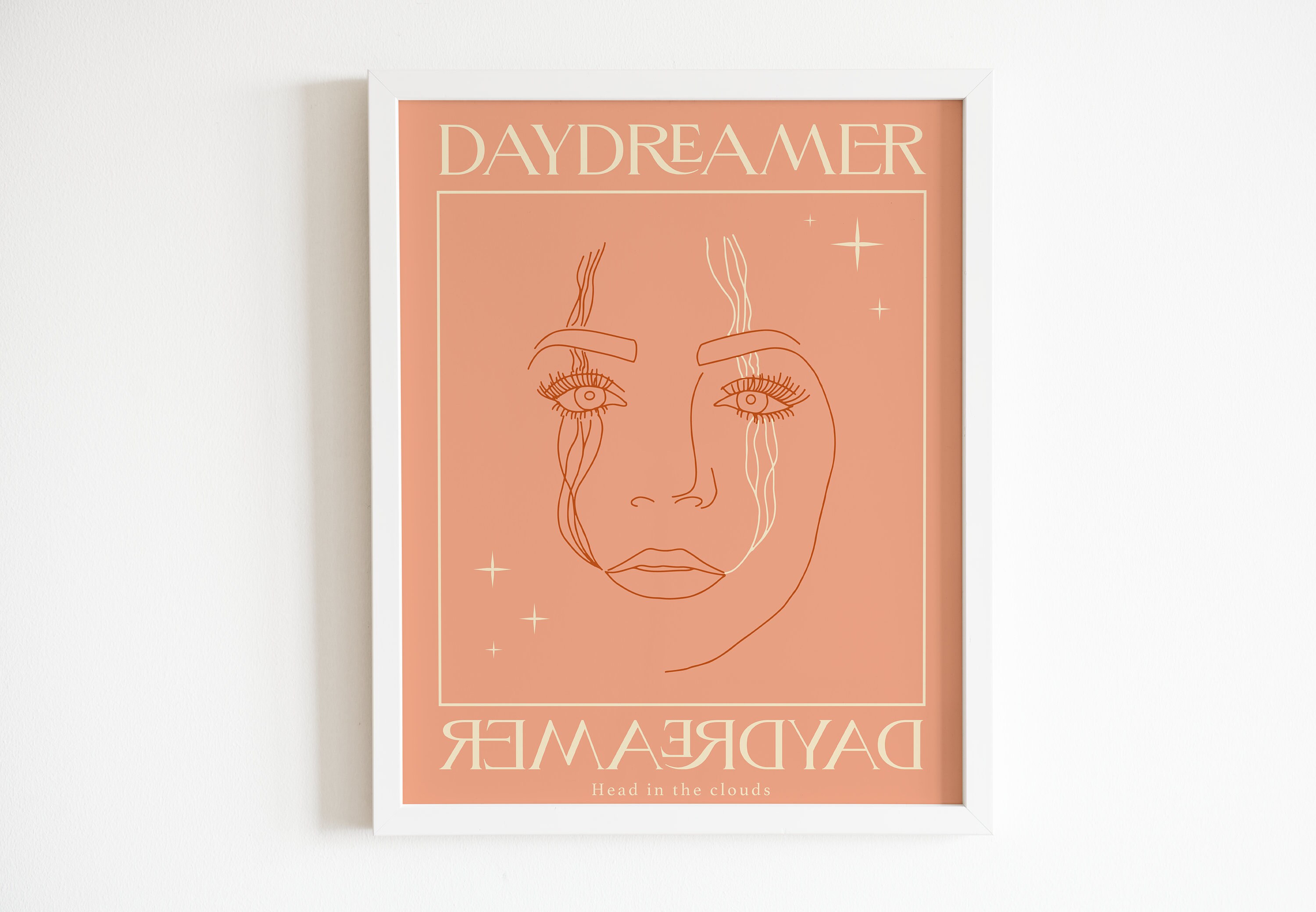 Daydreamer Line Art Illustration, A4/A5 Art Print, Pink Wall Art ...