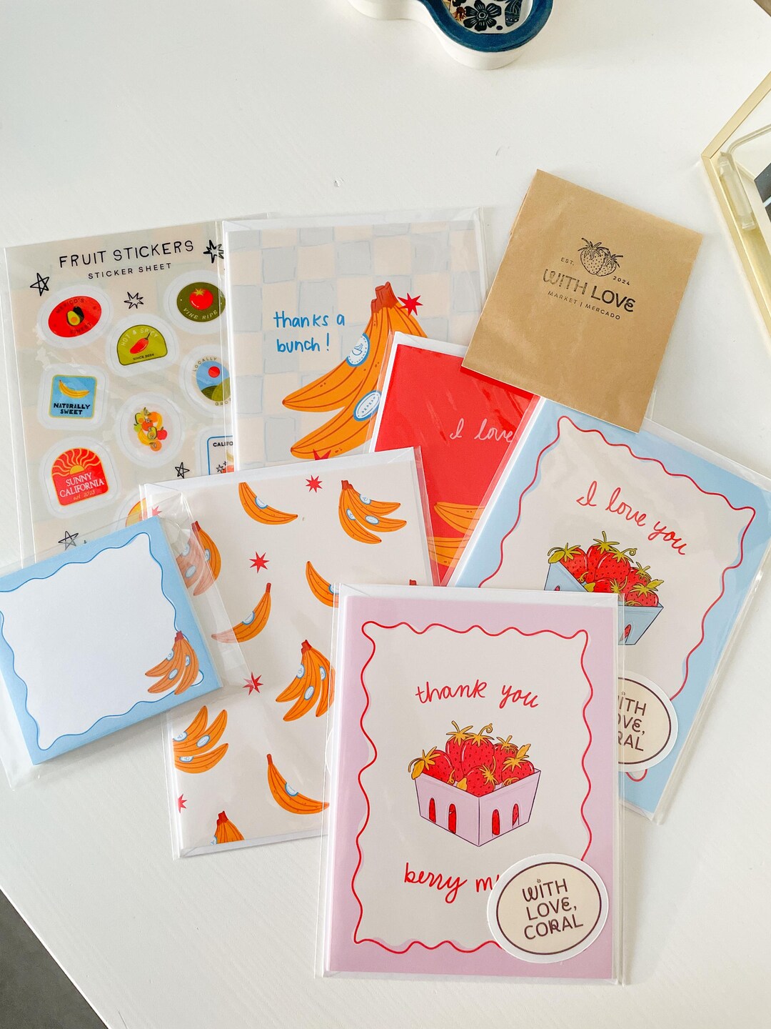 Stationery Bundle, Fruit Stationery, Fruit Sticker Sheet, Sticky Notes ...