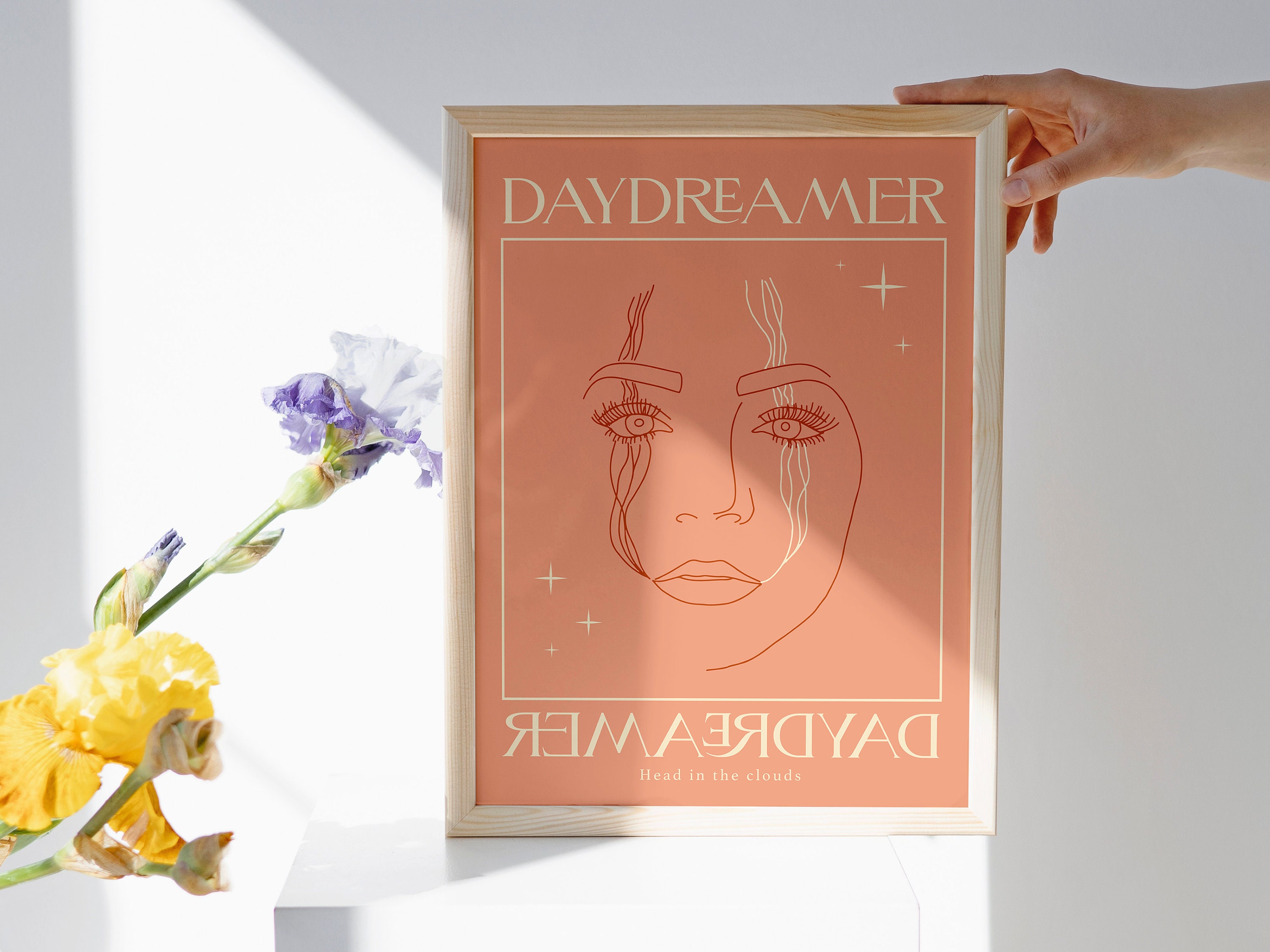 Daydreamer Line Art Illustration, A4/A5 Art Print, Pink Wall Art ...