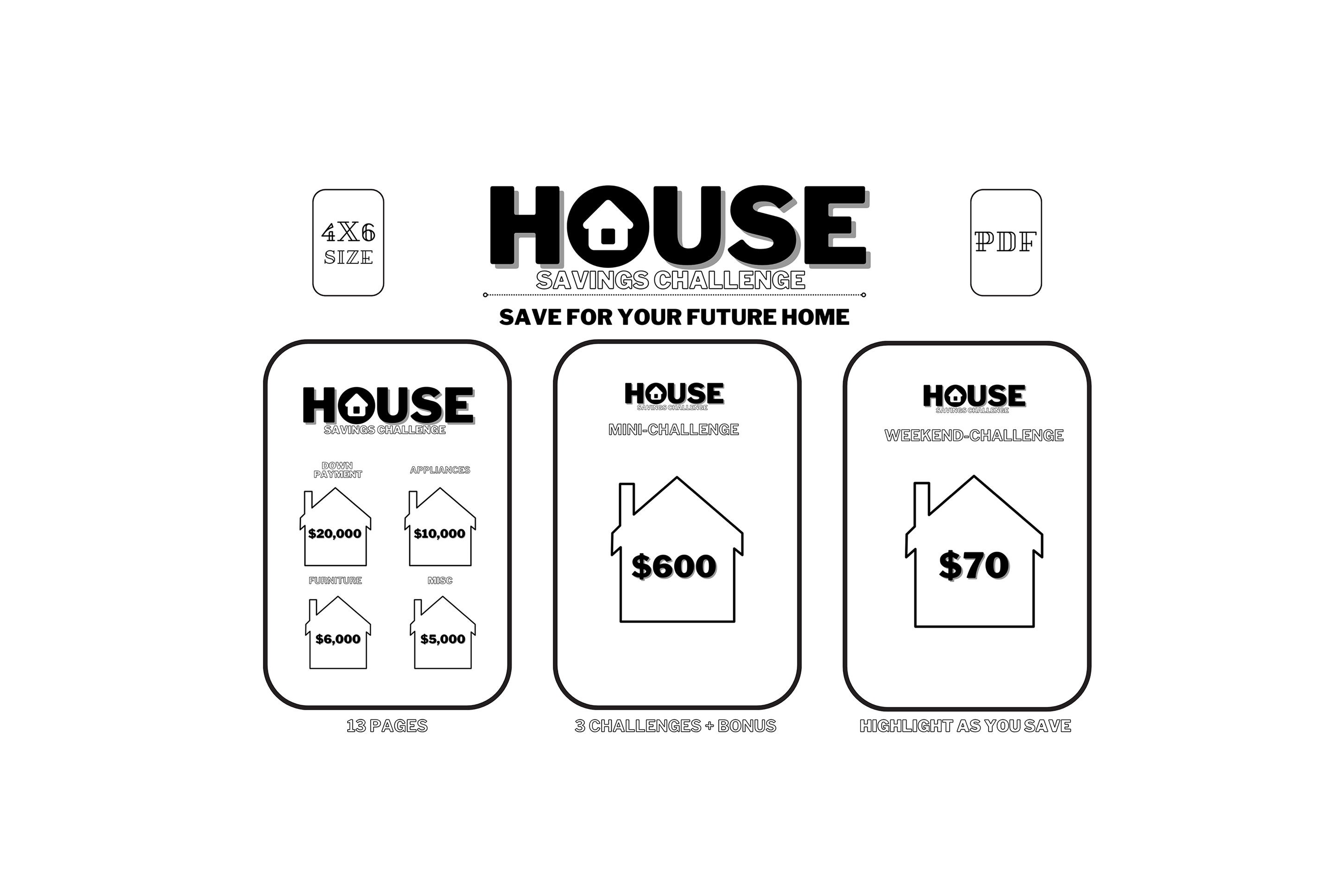 House Printable PDF Savings Challenge Bundle Mini Savings Challenge Set ...