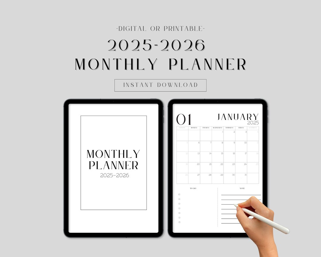 2025-2026 Monthly Planner | Digital Planner | Printable Planner ...