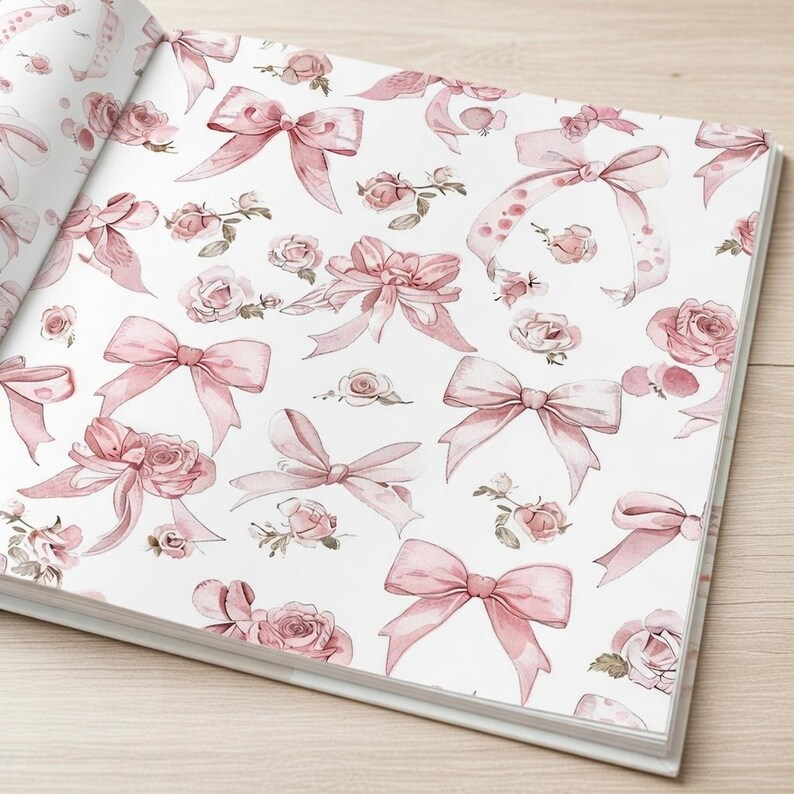 Pink Coquette Digital Paper Bundle | 20 Floral Scrapbook Papers 12x12 ...