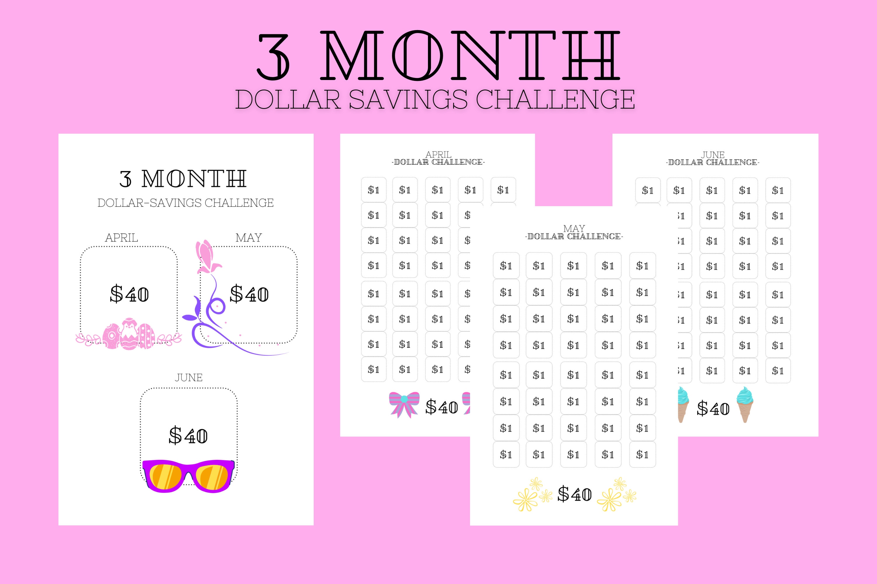 Q2 Printable PDF Savings Challenge Bundle Mini Savings Challenge Set of ...