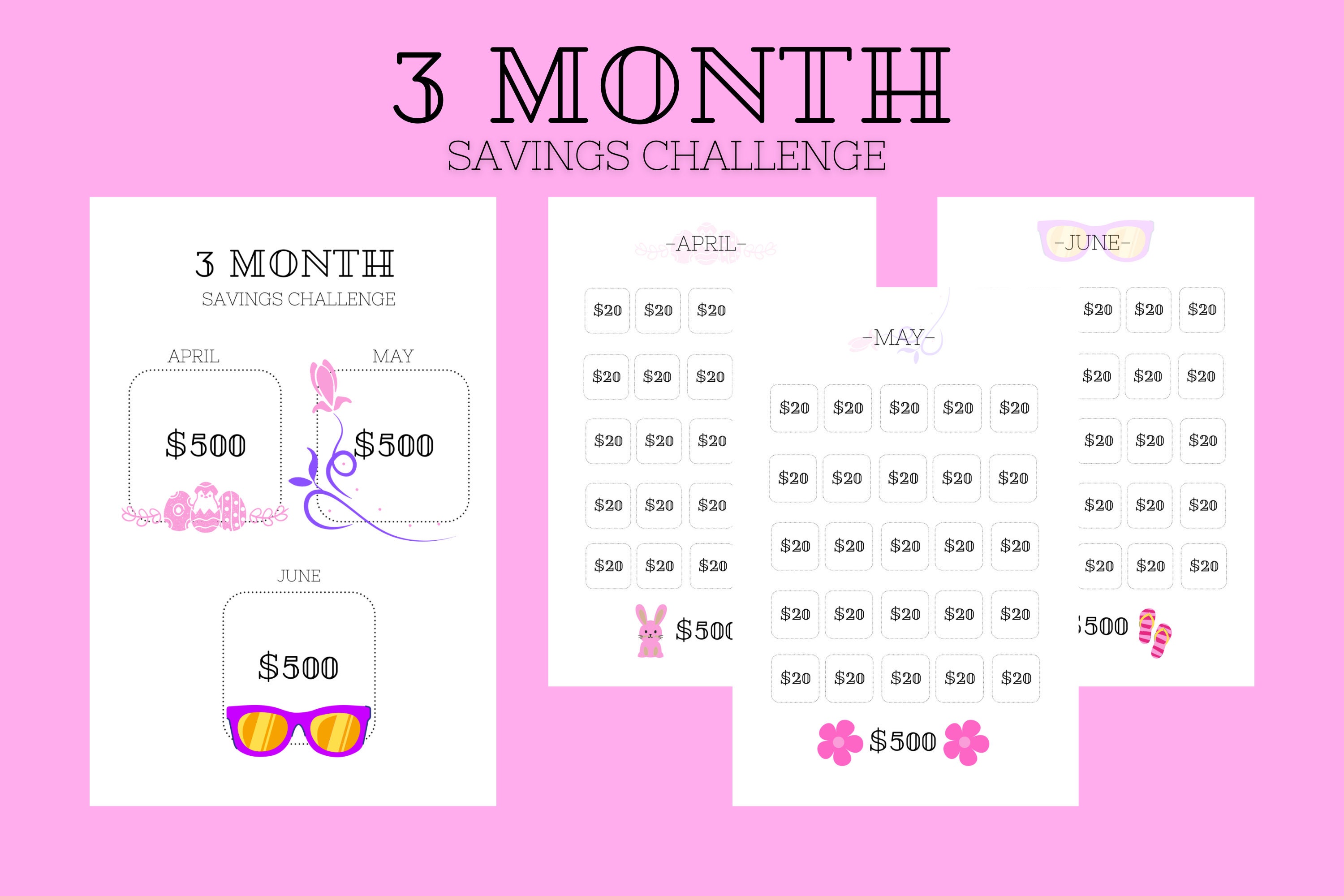 Q2 Printable PDF Savings Challenge Bundle Mini Savings - Etsy