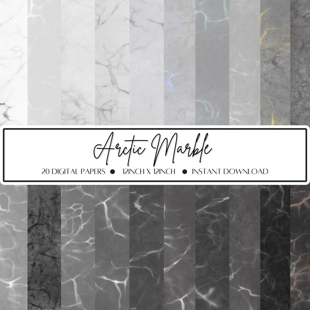 20 Black & White Marble Digital Paper Bundle | 12x12in Bundle ...