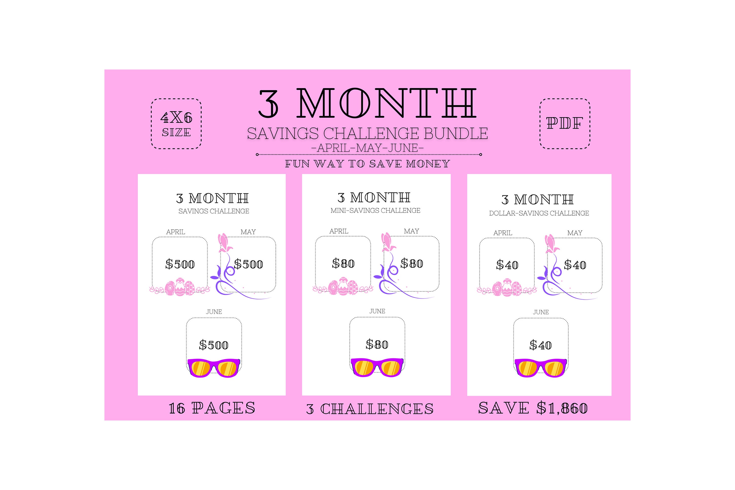 Q2 Printable PDF Savings Challenge Bundle Mini Savings Challenge Set of ...