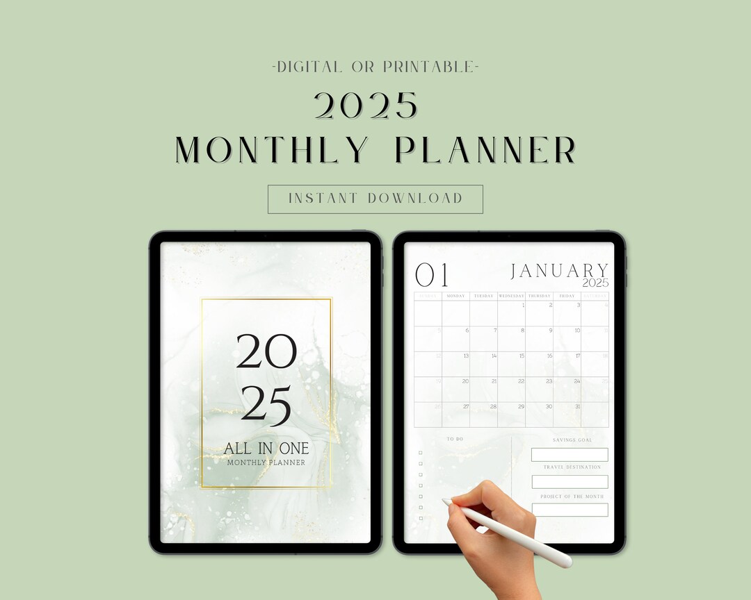 2025 All in One Monthly Planner | Digital Planner | Printable Planner ...
