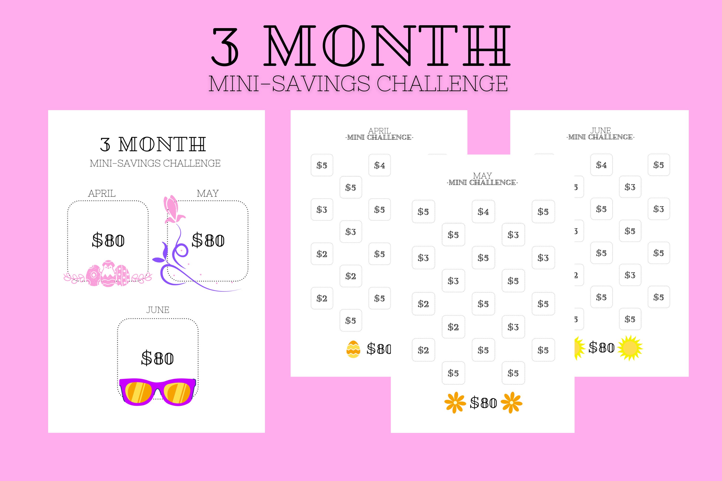 Q2 Printable PDF Savings Challenge Bundle Mini Savings Challenge Set of ...