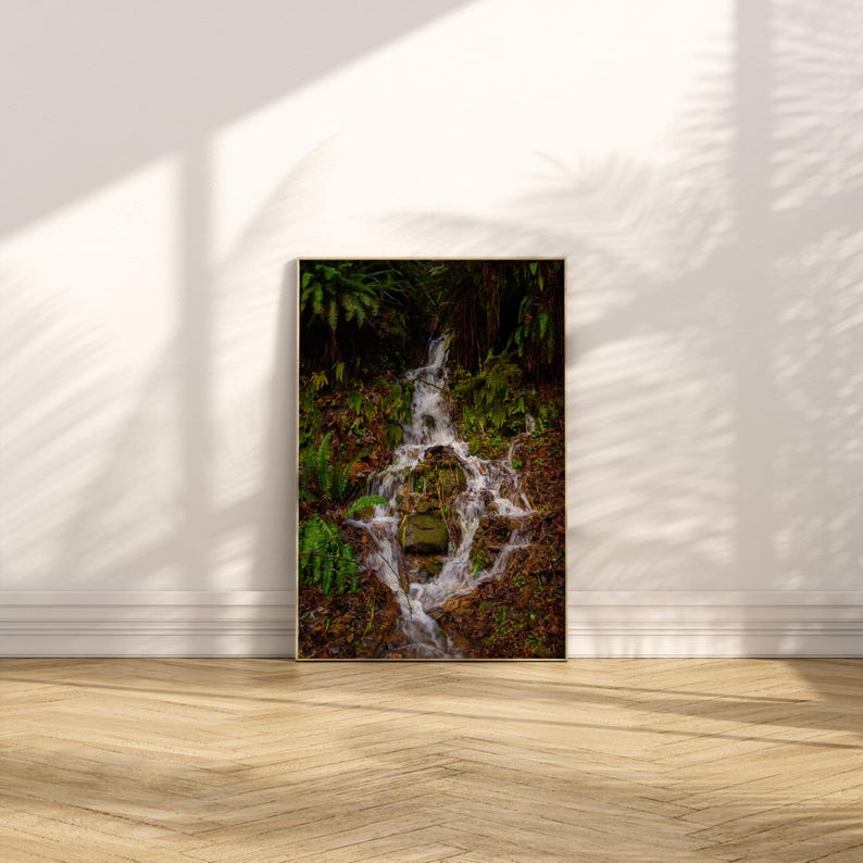 Rocky Waterfall: Oil Paint Look Digital Wall Art Printable JPG | Dining ...