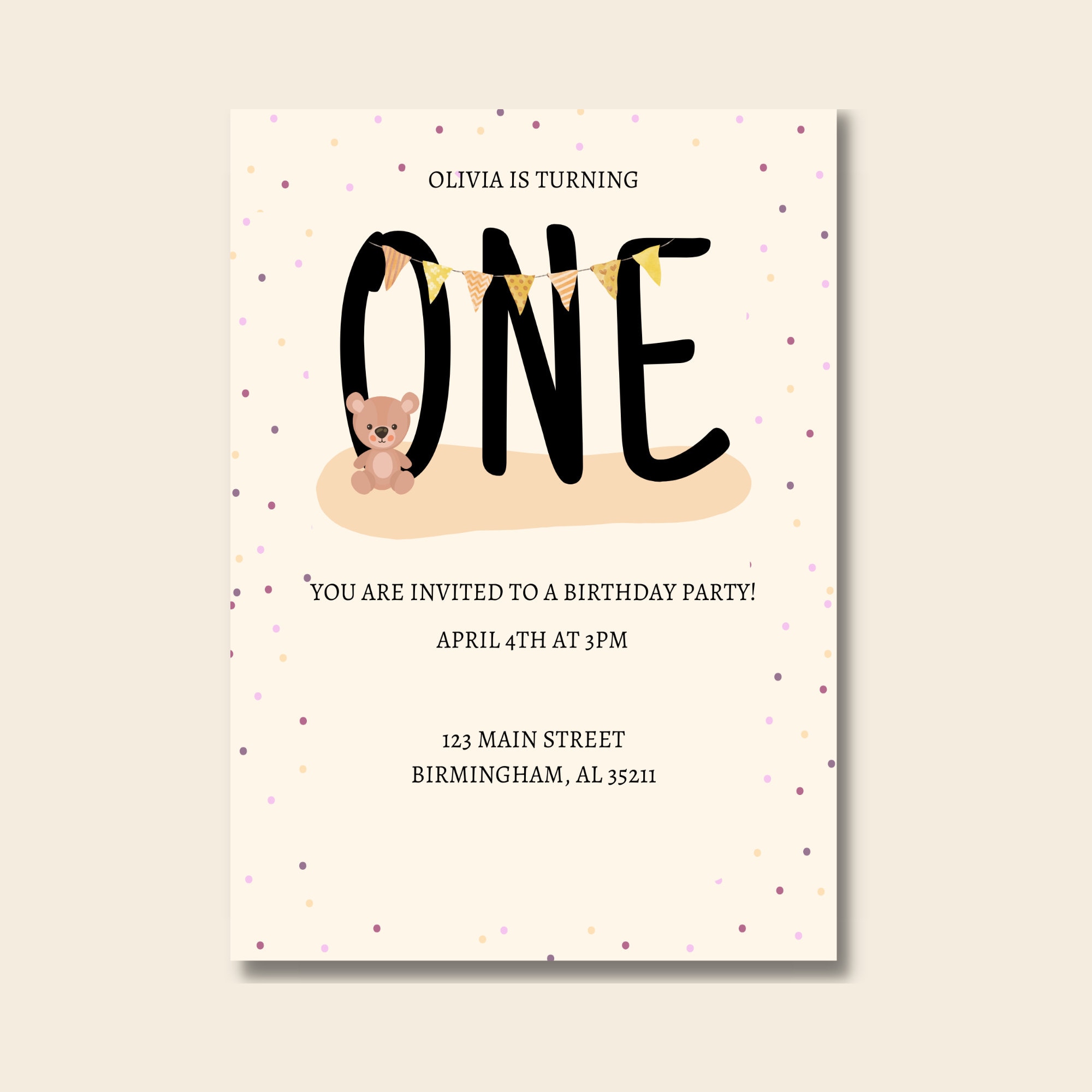 Editable First Boho Neutral Birthday Invitation Girl Hippie Earthy Boho ...