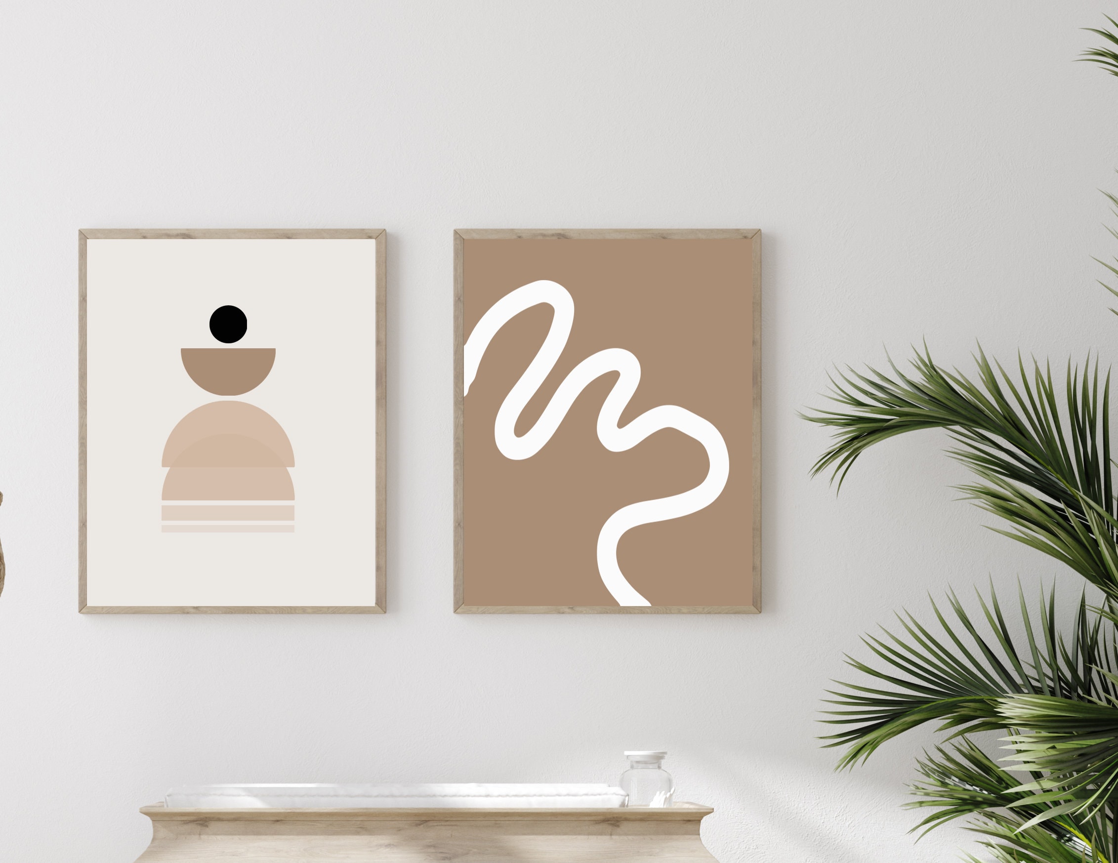 Neutral Boho Gallery Wall Prints, Mid Century Modern Wall Art Set ...