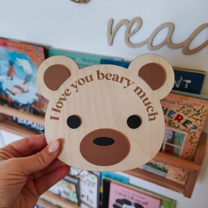 I Love You Beary Much Bear Shaped Wall Sign Decor Wooden and Acrylic ...