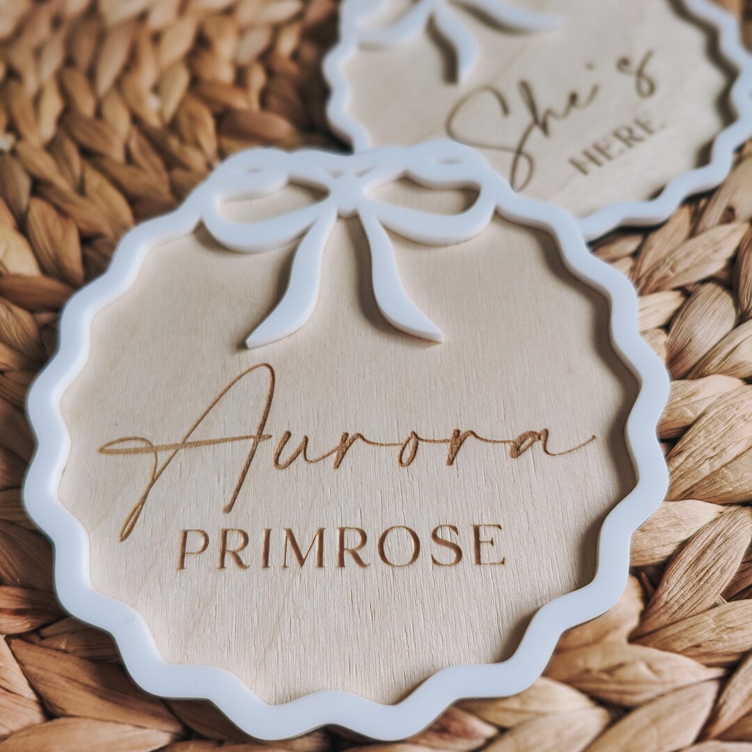 Personalised Baby Name Announcement Plaque | Birth Announcement Sign ...