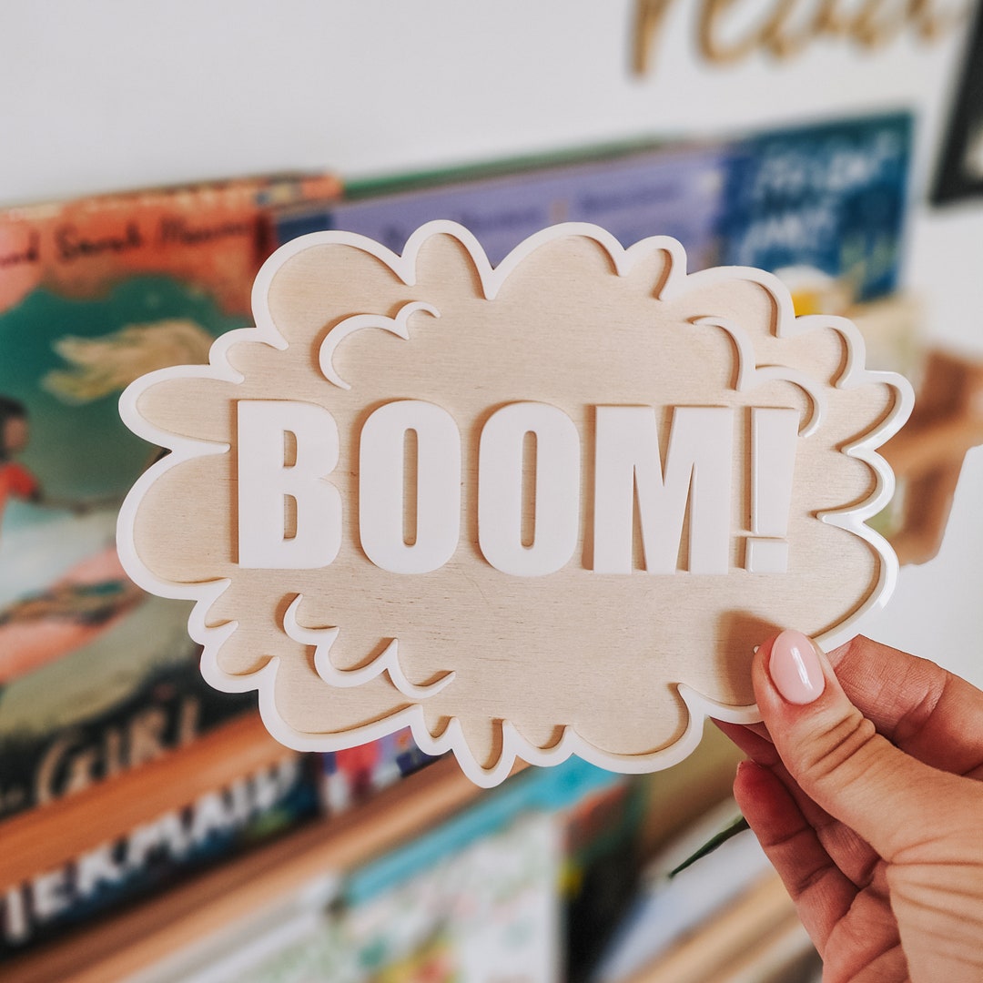 Superhero Wall Sign | Boom Zap Comic Sign Wall Word | Wooden and ...