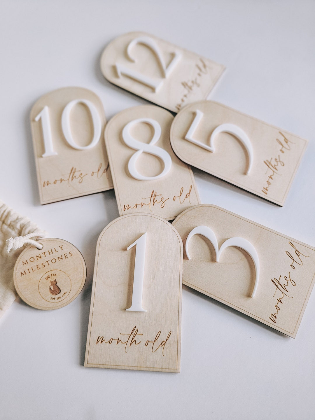 Baby Milestone Discs | Wooden Milestone Cards | Arch Monthly Milestones ...