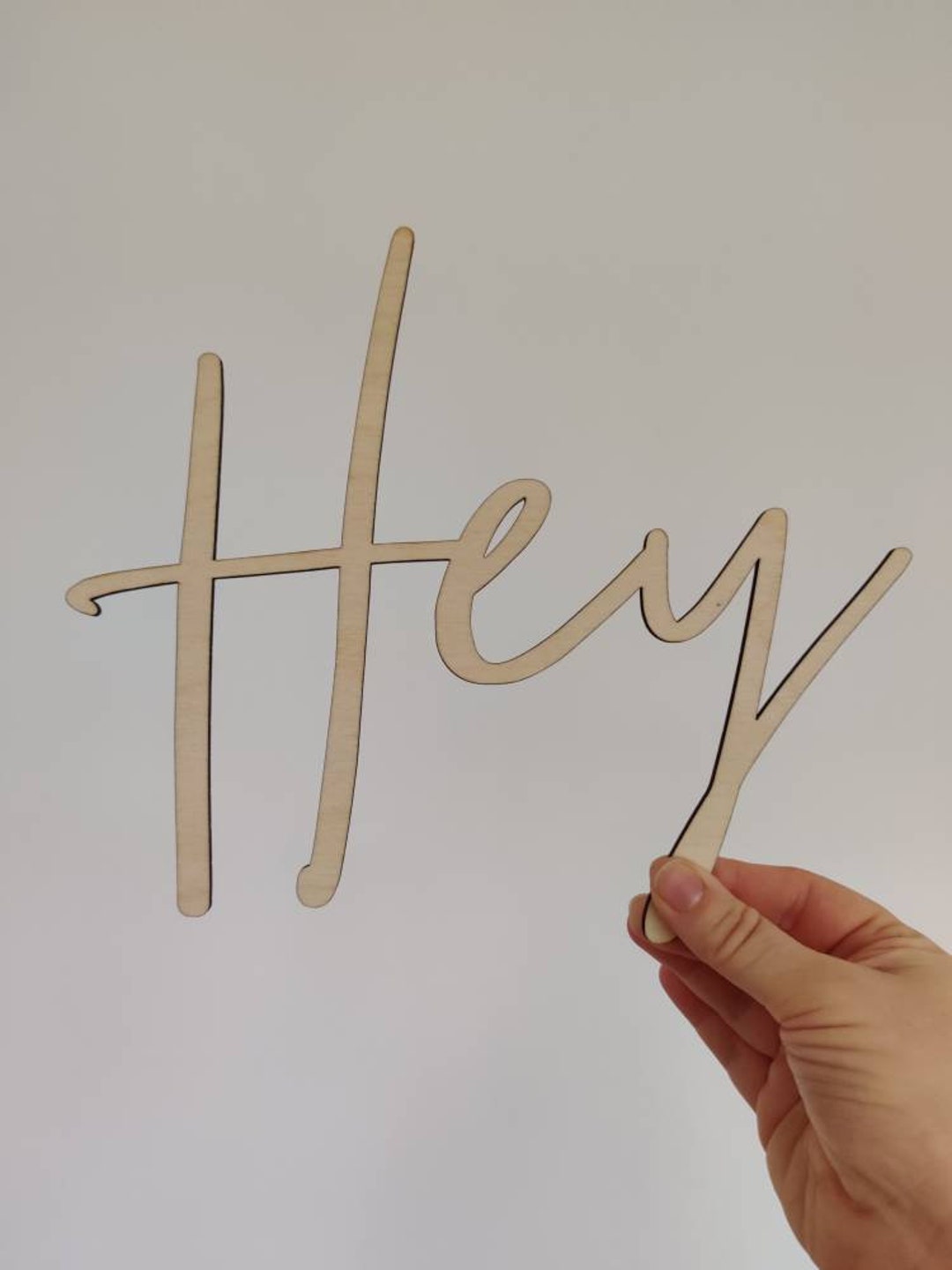 Wooden 'hey' Wall Sign Laser Cut Wall Decal - Etsy