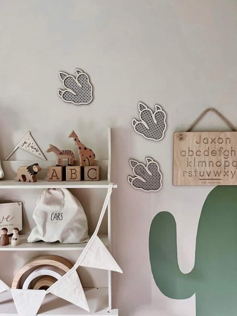 Rattan Effect Dinosaur Footprint | Boho Nursery Decor - Etsy