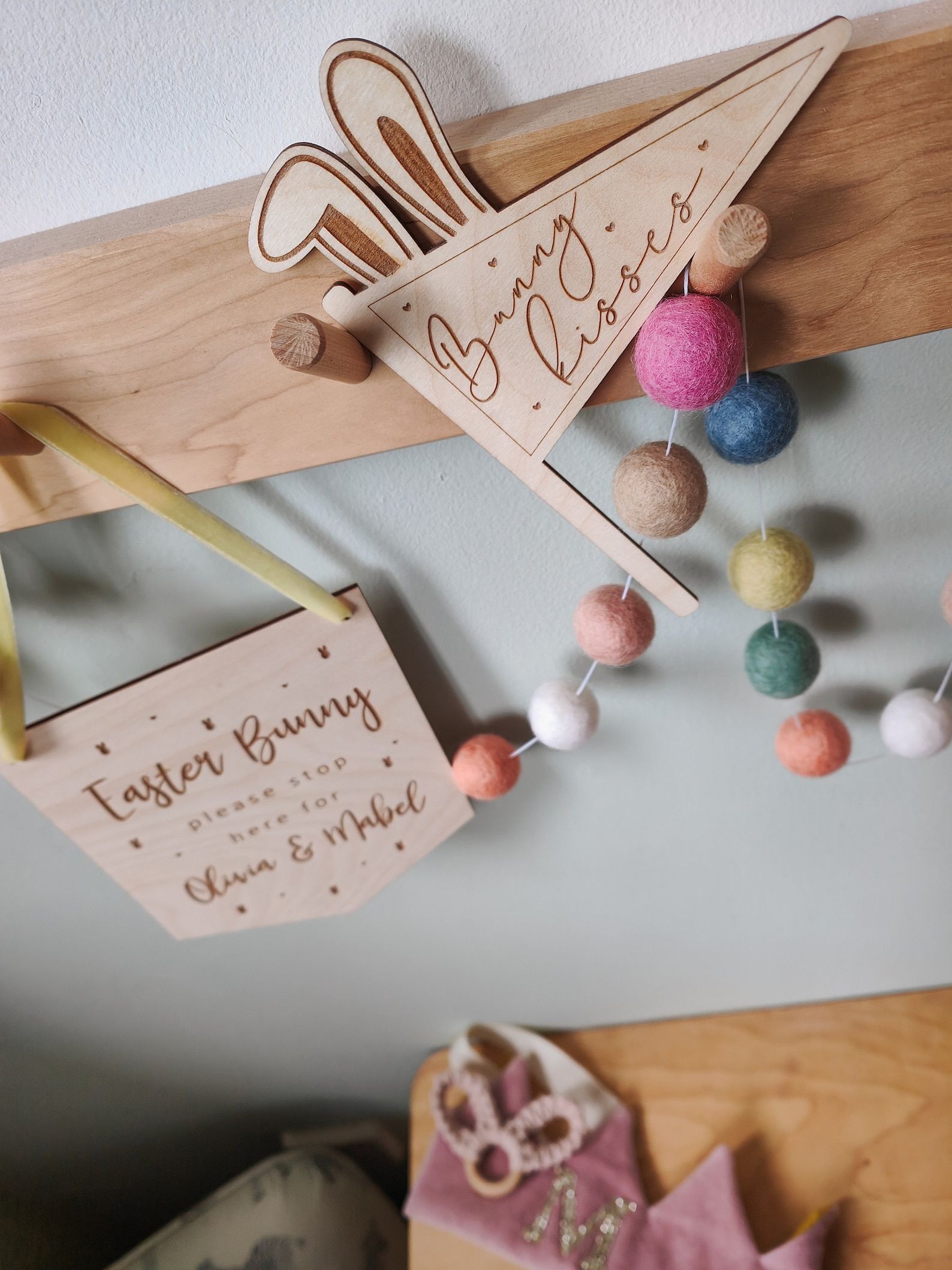 Easter Bunny Stop Here Sign | Personalised Easter Hanging Flag ...