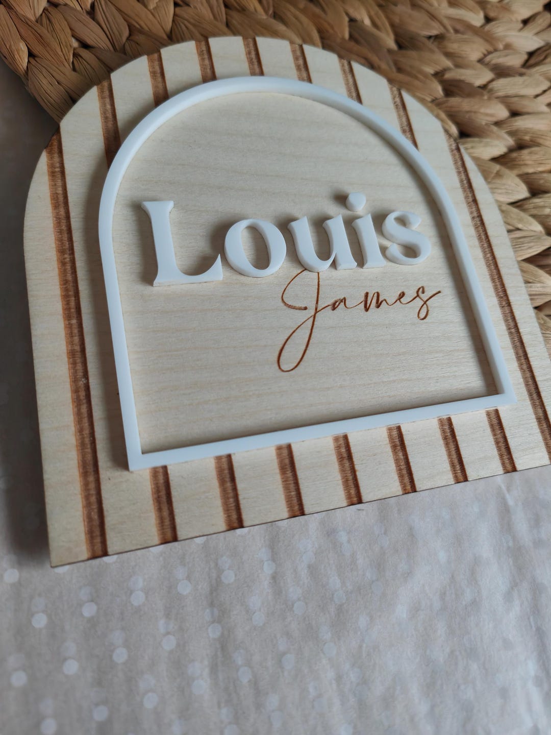 Personalised Name Plaque | Birth Baby Announcement Sign | Laser ...