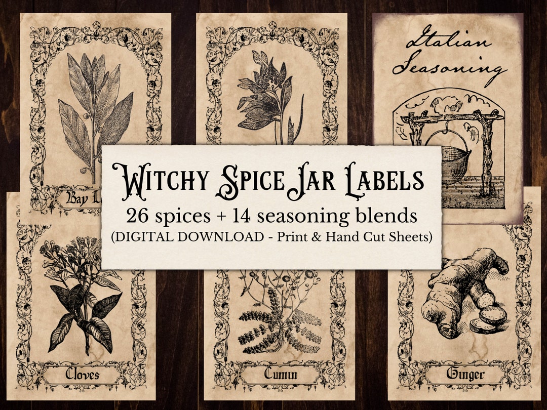 Witchy Apothecary Spice Jar Labels: Vintage Style (digital Download) - Etsy
