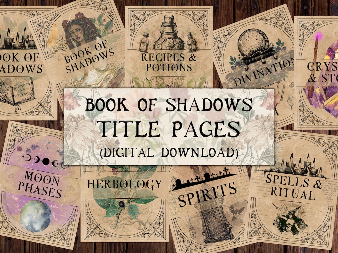 Book of Shadows Title Pages: Witchy Grimoire Dividers (digital Download ...