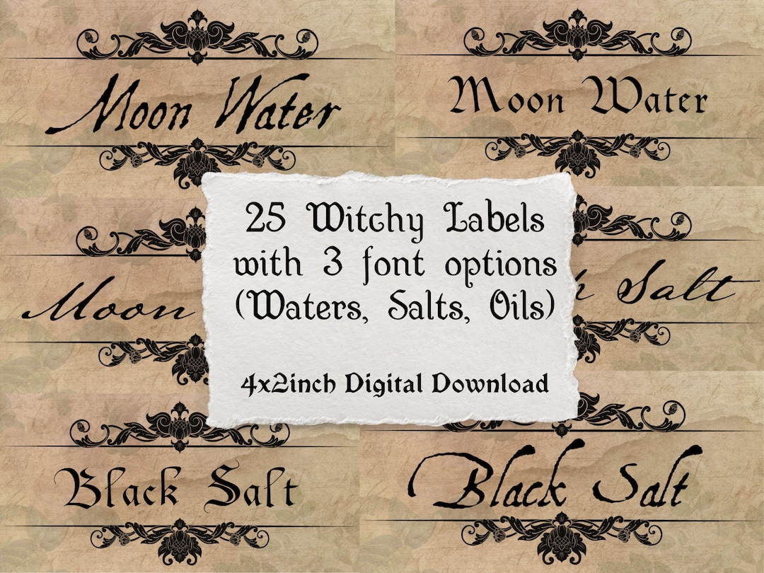 Witchy Labels | Digital Download | Moon Water | Oils | Salts | Personal ...