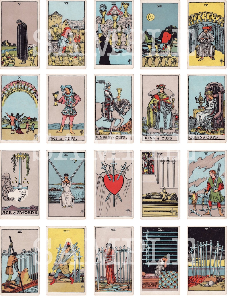 Rider Waite Tarot Card Stickers: 78 Arcana Cards (digital Download) - Etsy