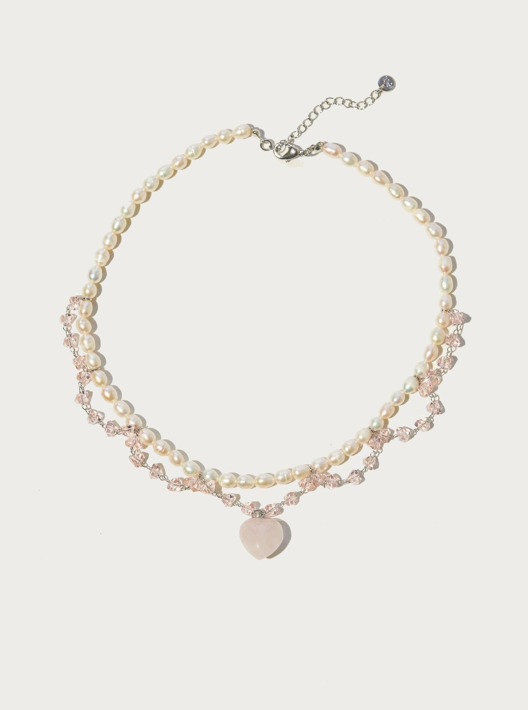 Princess Pearl Crystal Necklace Lydia Heart Rose Quartz - Etsy