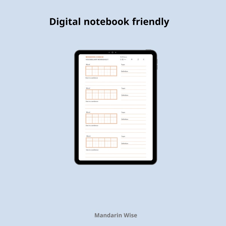 Chinese Vocabulary Worksheet Printable, Colored Mandarin Vocabulary ...