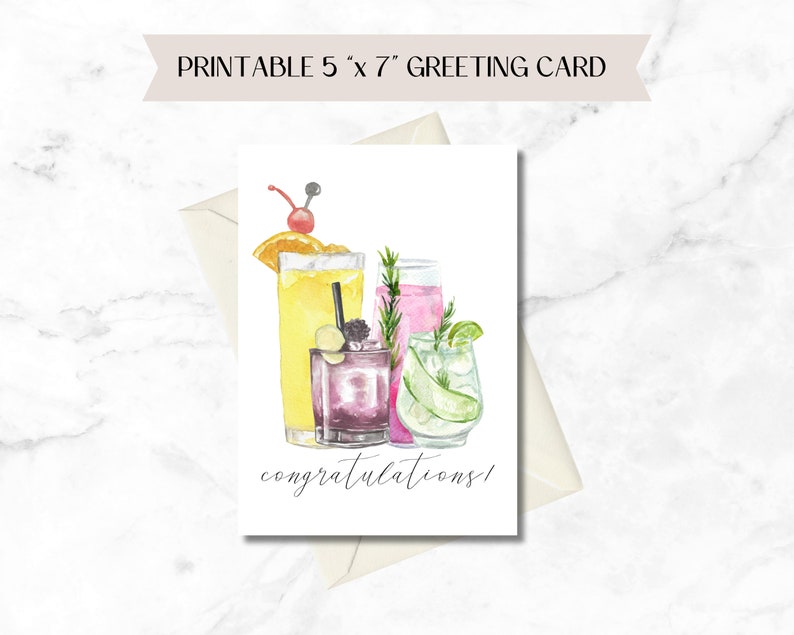 Congrats - Congratulation Card - Cheers to You - PDF PNG - Instant ...