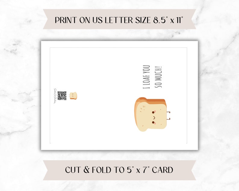 I Loaf You so Much - Cute Printable Love Card - PDF PNG - Instant ...