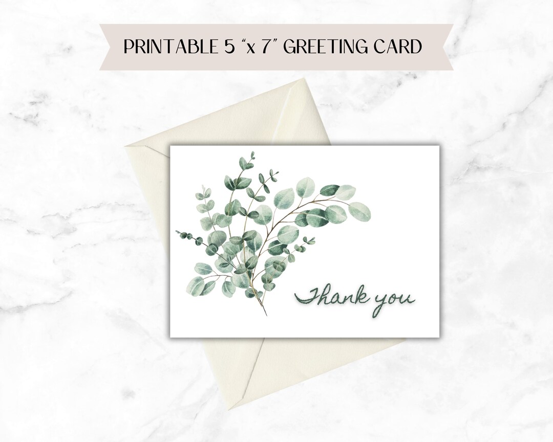Thank You Card - Printable Card- PDF PNG - Instant Download - 5x7 - Etsy
