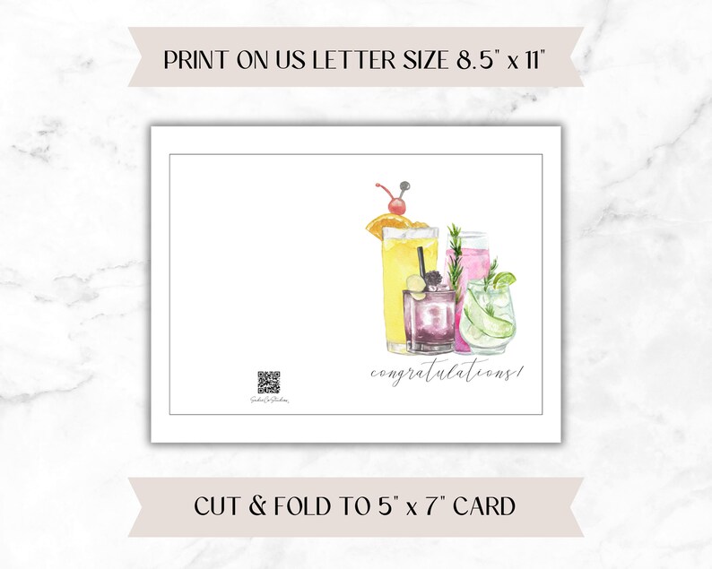 Congrats - Congratulation Card - Cheers to You - PDF PNG - Instant ...