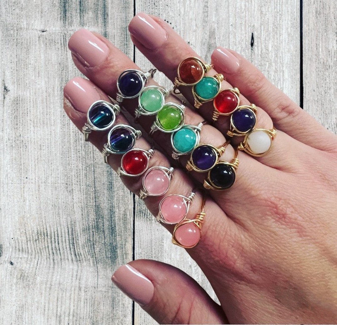 Gemstone Wire Rings - Etsy