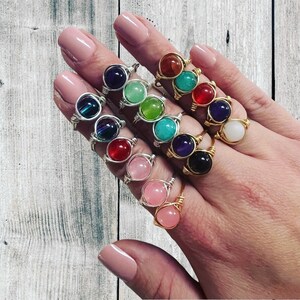 Gemstone Wire Rings - Etsy