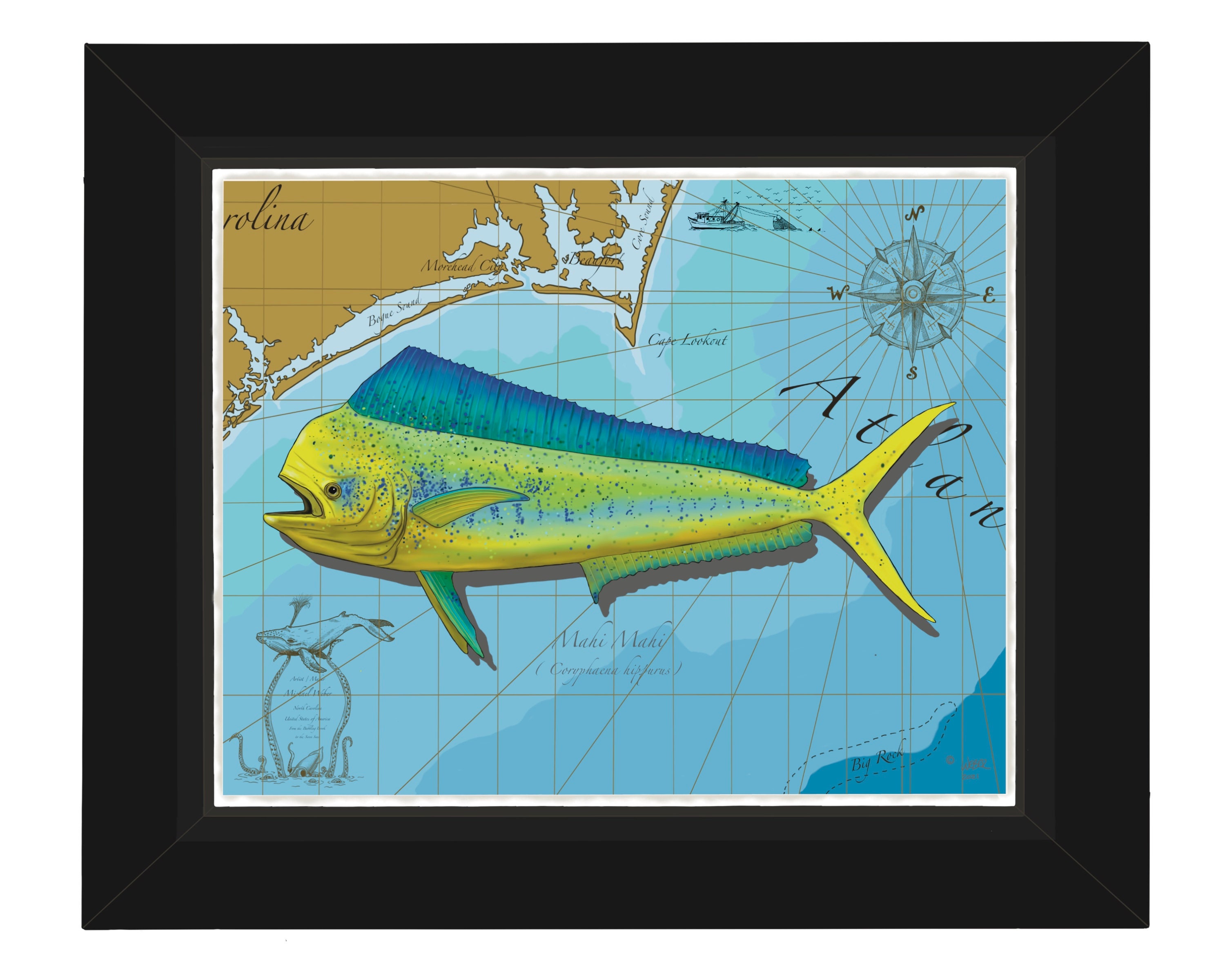 Mahi Mahi Cape Lookout Nautical Map Print - Etsy