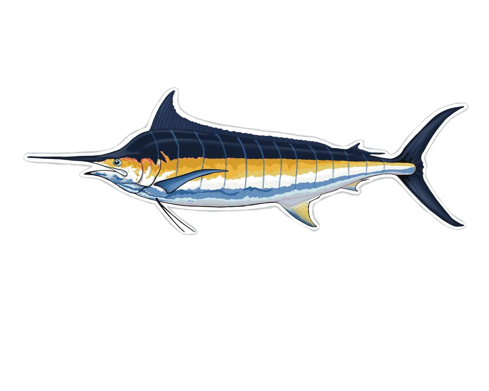 Blue Marlin 6" Fishing Sticker - Etsy