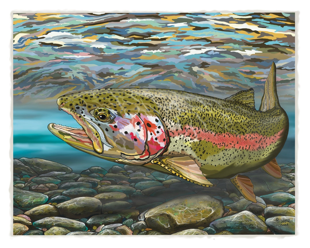 Rainbow Trout With Nymph Fishing Print - Etsy