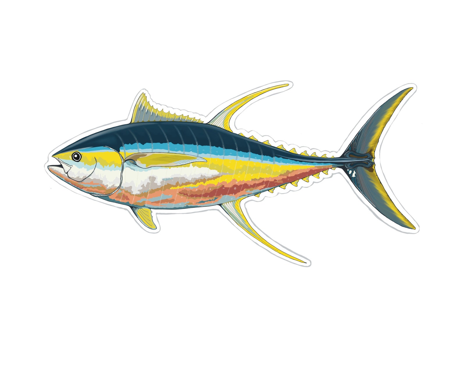 Yellowfin Tuna Fishing Sticker - Etsy