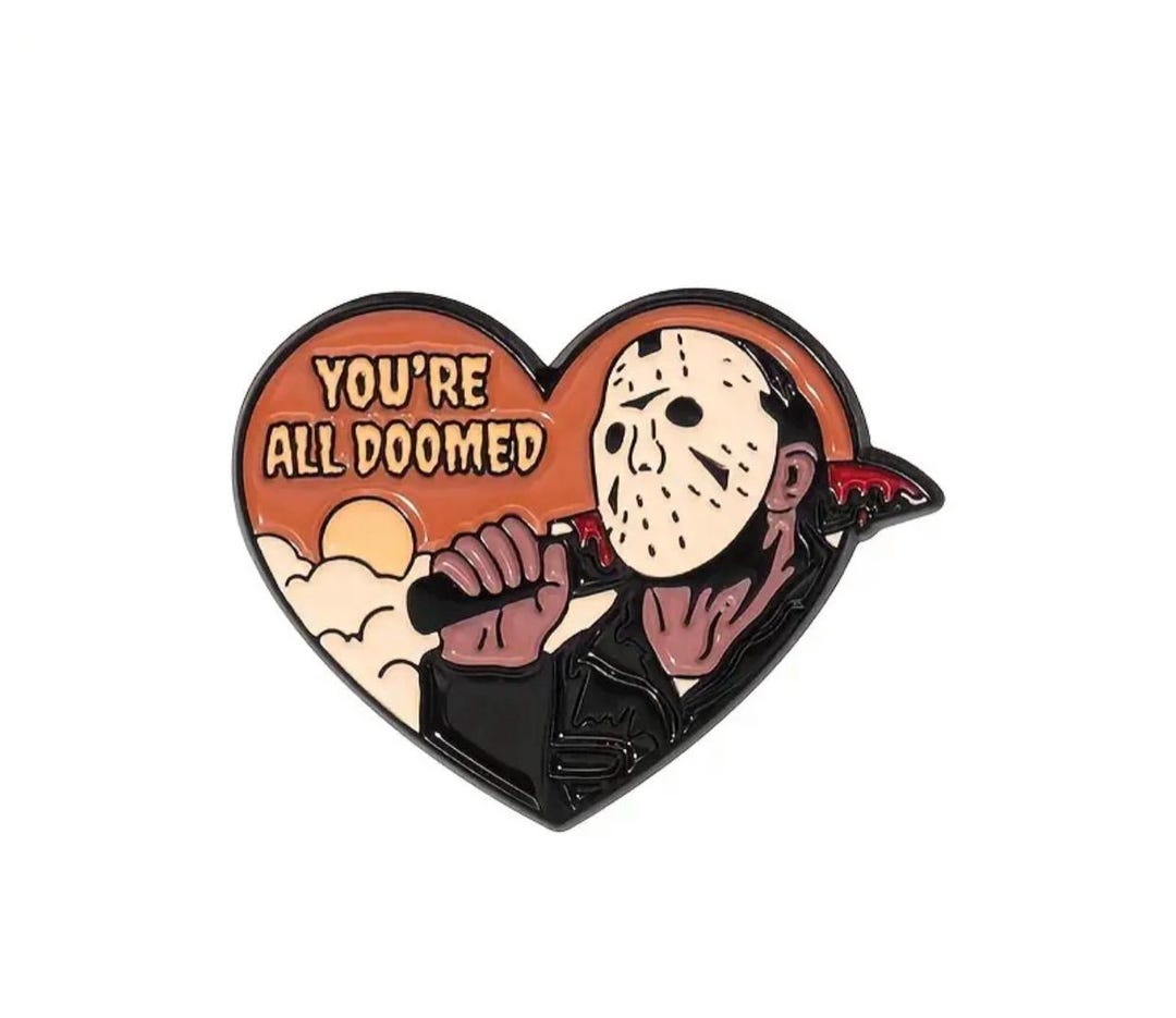 Jason Voorhees Heart Shaped Enamel Pin Badge Valentines You Are All ...