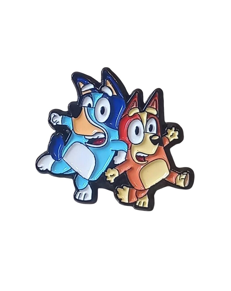Bluey and Bingo Heeler Puppies Childrens Cartoon Dogs Enamel Lapel Pin ...