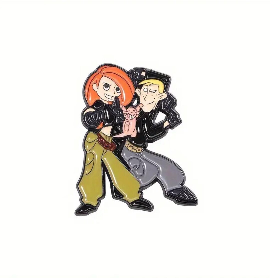 Kim Possible and Ron Stoppable Classic Retro Kids Cartoon Pin Badge ...