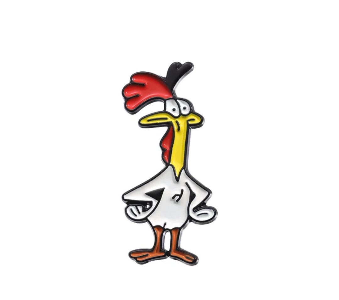 Cow and Chicken Cartoon Chicken Looking Dapper Cute Pin Badge - Etsy