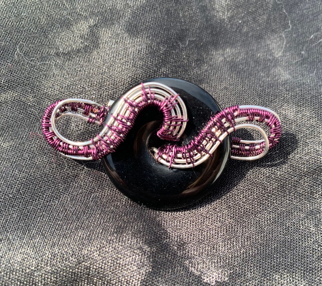 Black Onyx Doughnut Shaped Pin Hand Wrappep - Etsy