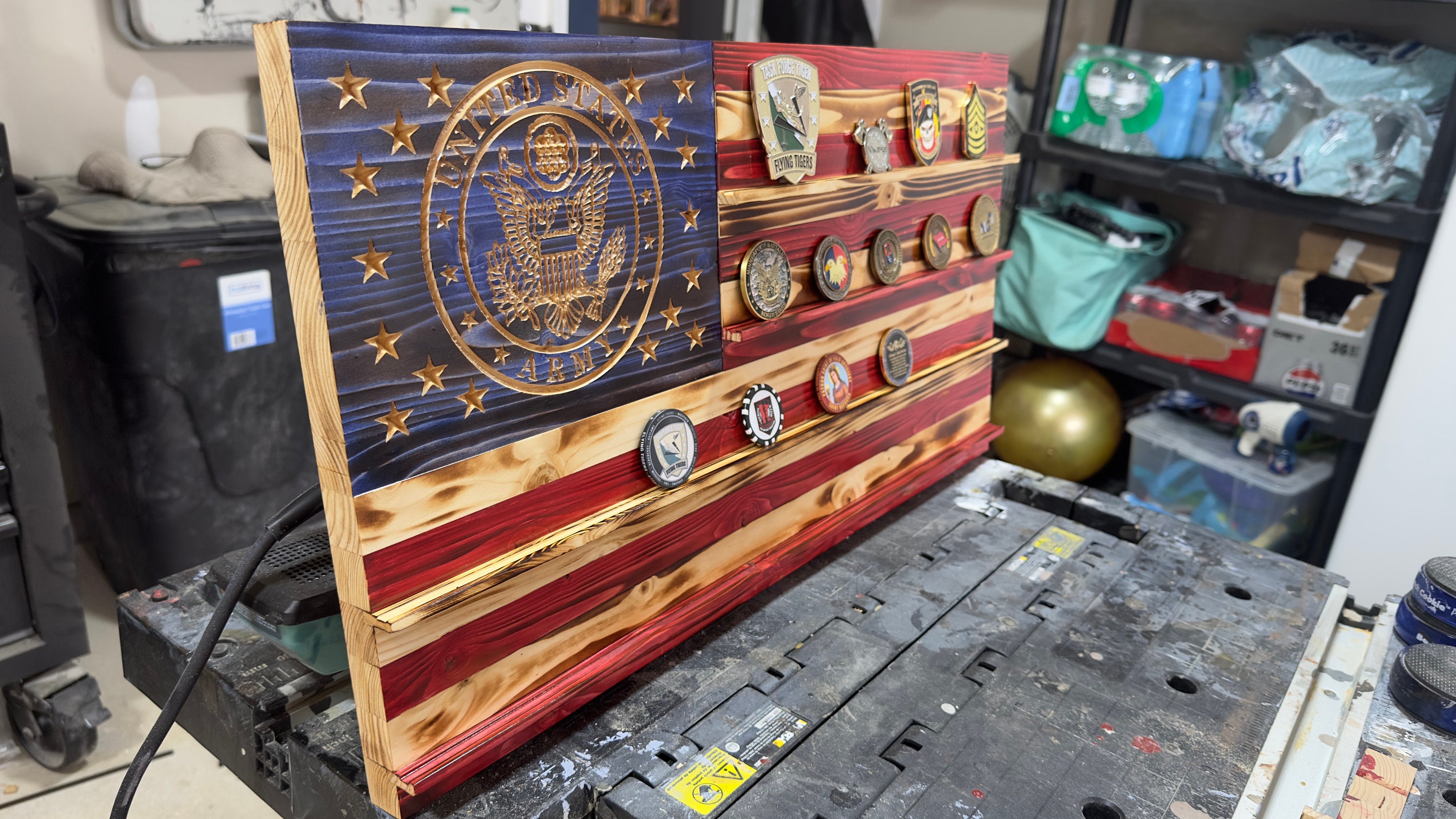 US Flag Challenge Coin Display - Etsy