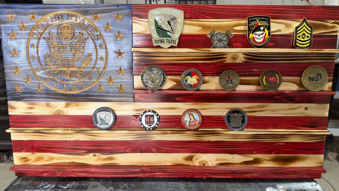 US Flag Challenge Coin Display - Etsy