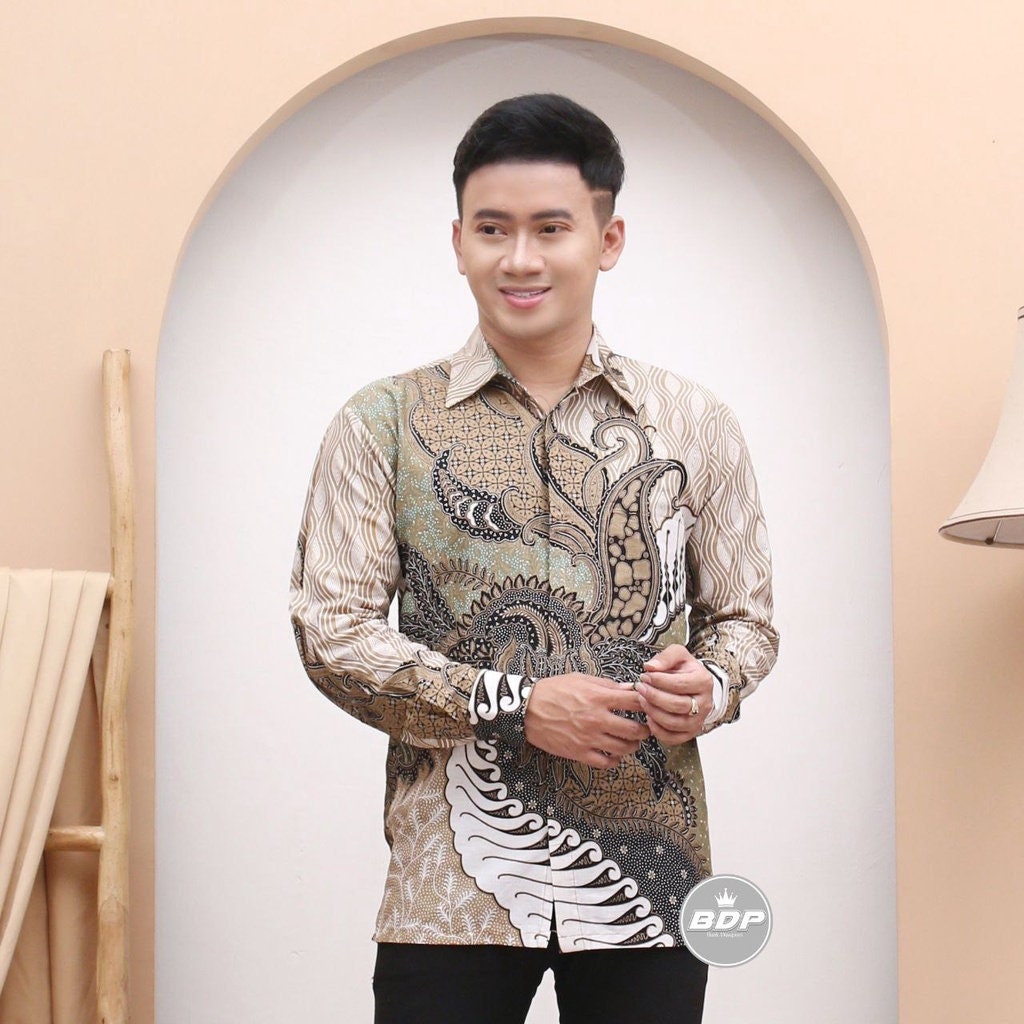 Batik Shirt Men: Indonesian Long Sleeve Cotton Top - Etsy