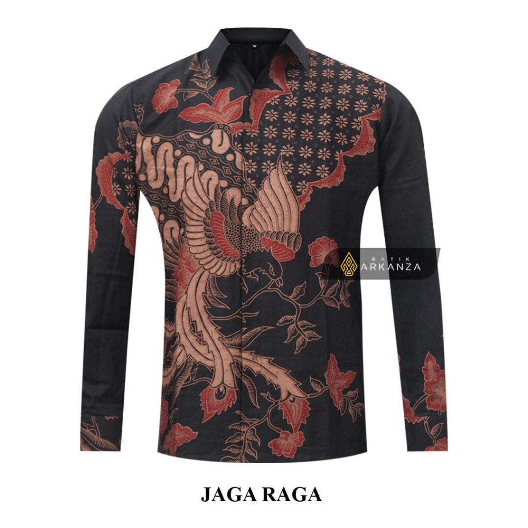 JAGA RAGA Motif Batik Shirt: Slimfit Long Sleeve Cotton Top - Etsy