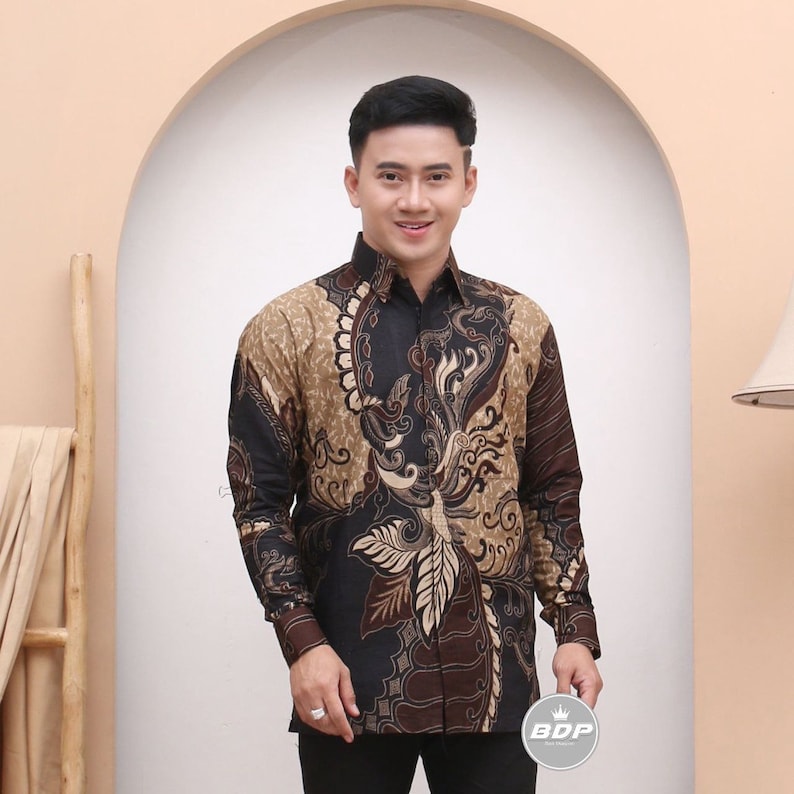 Batik Shirt Men: Indonesian Long Sleeve Cotton Top - Etsy