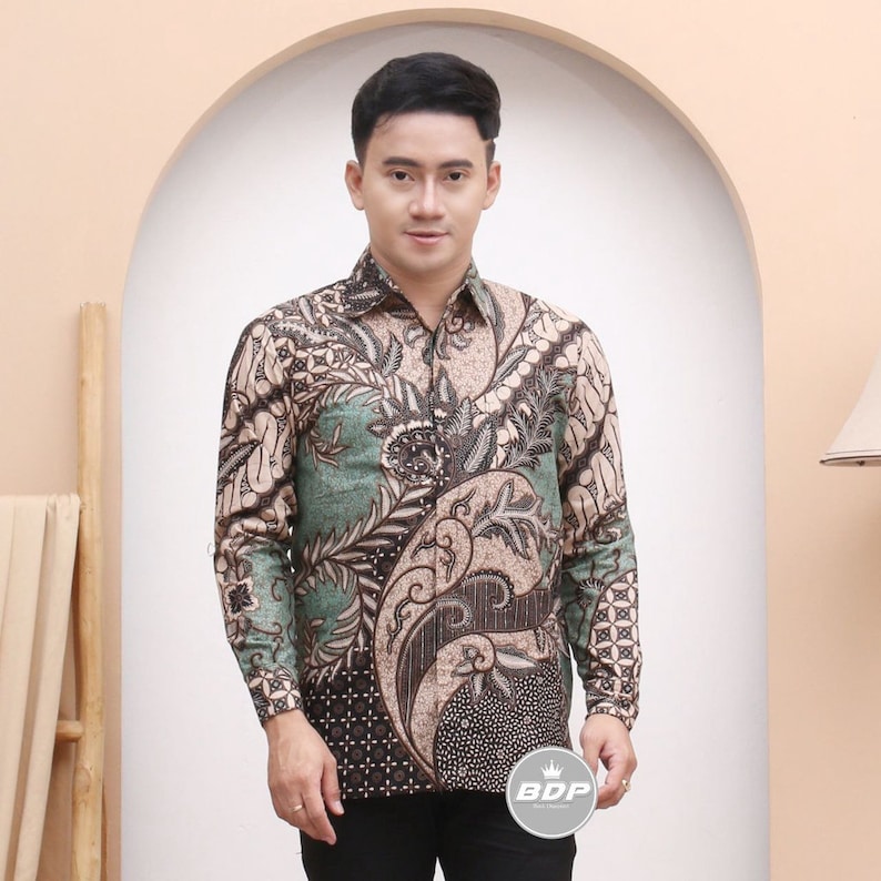 Batik Shirt Men: Indonesian Long Sleeve Cotton Top - Etsy